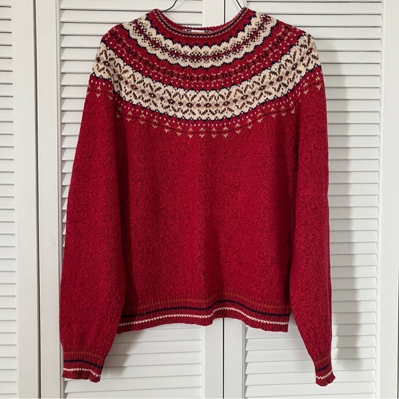 Tiara | Sweaters | Vintage Red Fair Isle Sweater | Poshmark